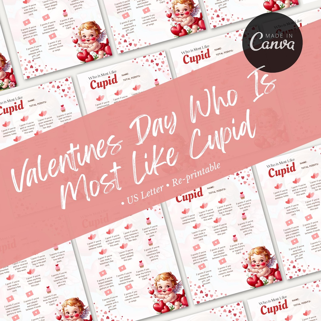 Who is Most Like Cupid Fun Printable Game for Valentine's Day Perfect ...
