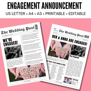 Engagement Announcement Editable Newspaper Template | Engagement ...