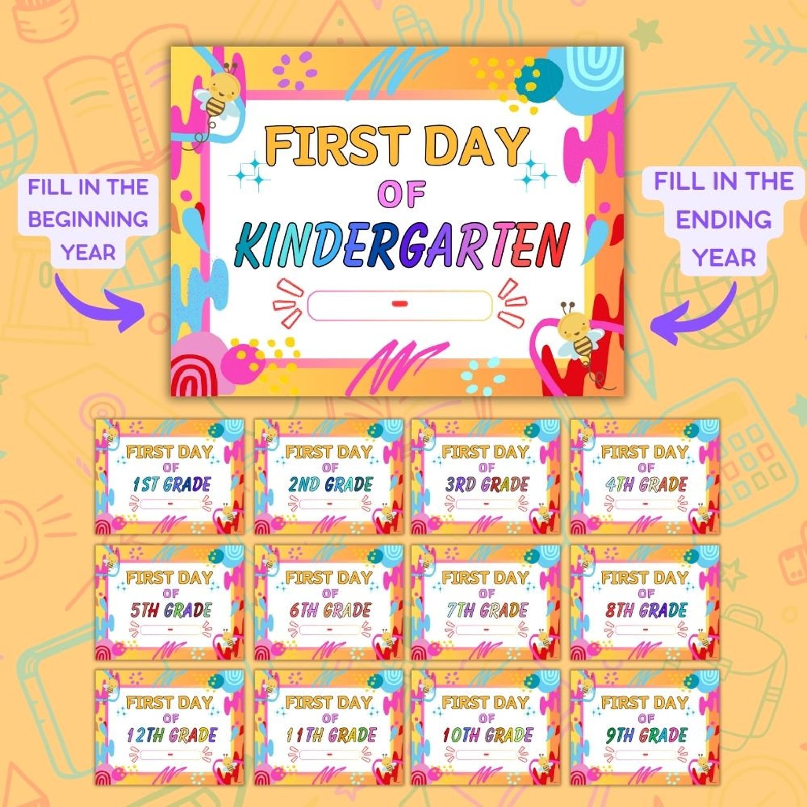 Printable Back to School Sign Chalkboard Sign First and Last Day School ...