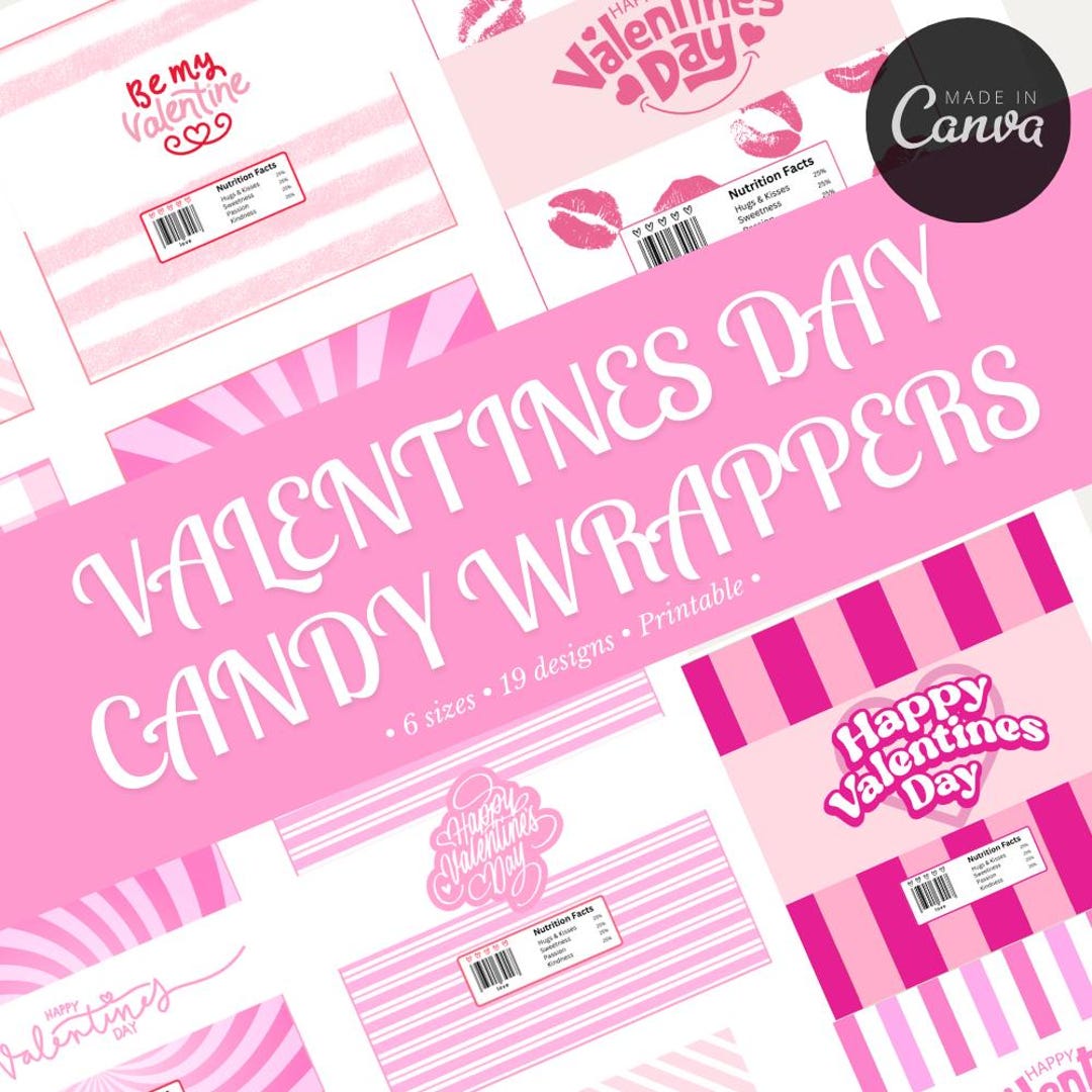 Valentine Candy Wrappers Hearts & Stripes Chocolate Wrapper Valentines ...