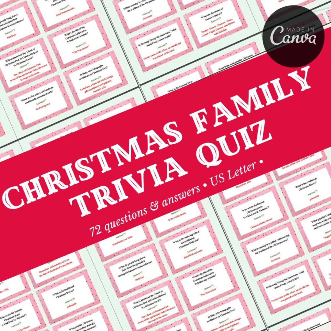 Christmas Trivia Quiz | Christmas Quiz Night | Printable Trivia ...