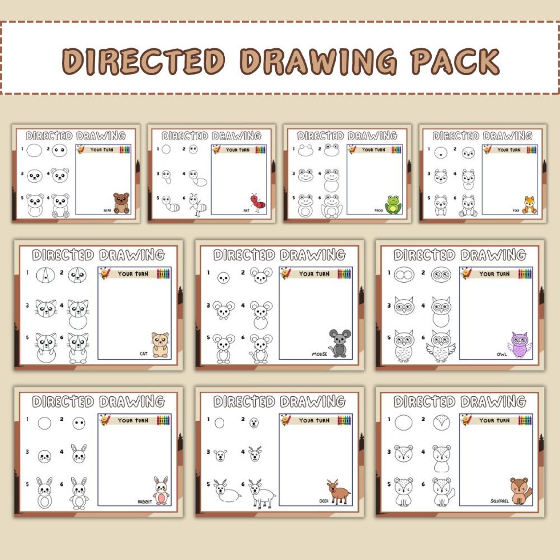 Woodland Animals Directed Drawing: Printable Step-by-step Art ...