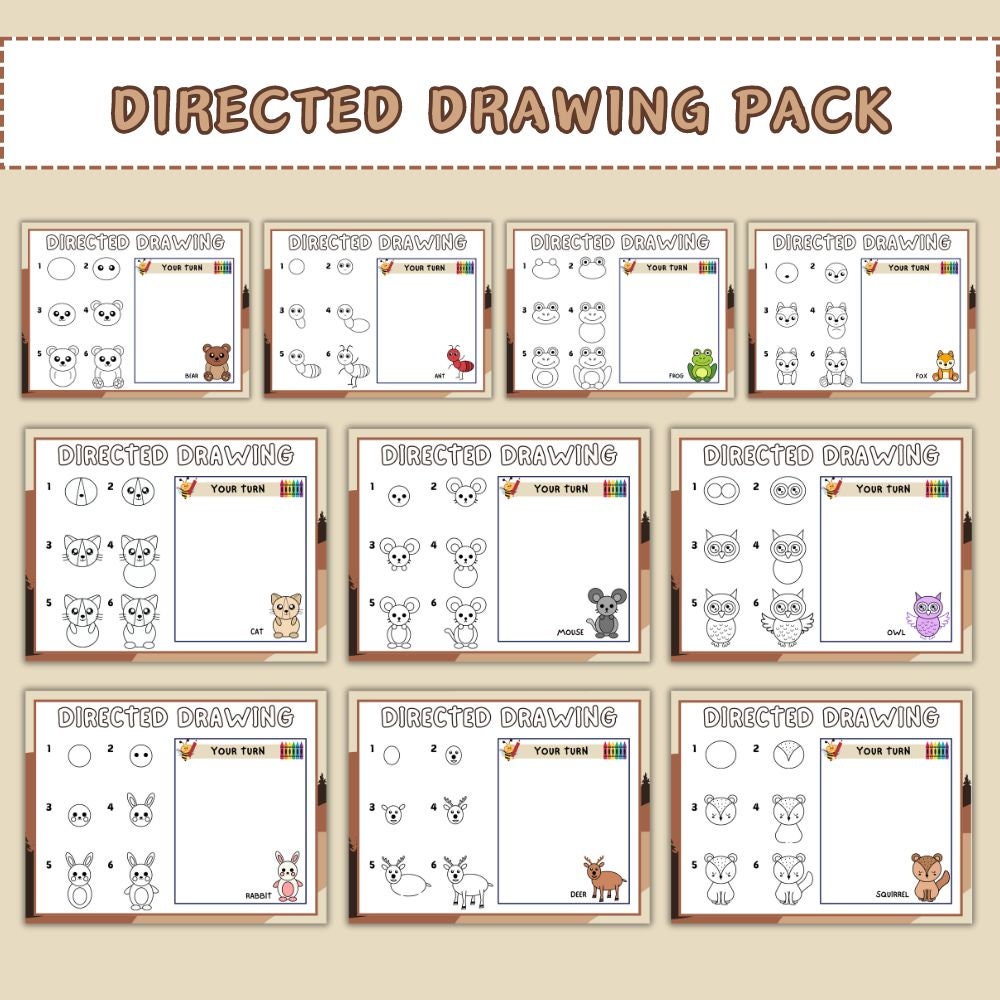 Woodland Animals Directed Drawing: Printable Step-by-step Art ...