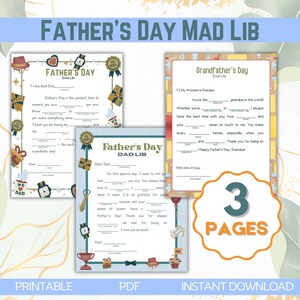 Father's Day Mad Libs | Printable Mad Libs | Father's Day Family ...
