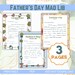 Father's Day Mad Libs Printable Mad Libs Father's Day Family Activity ...