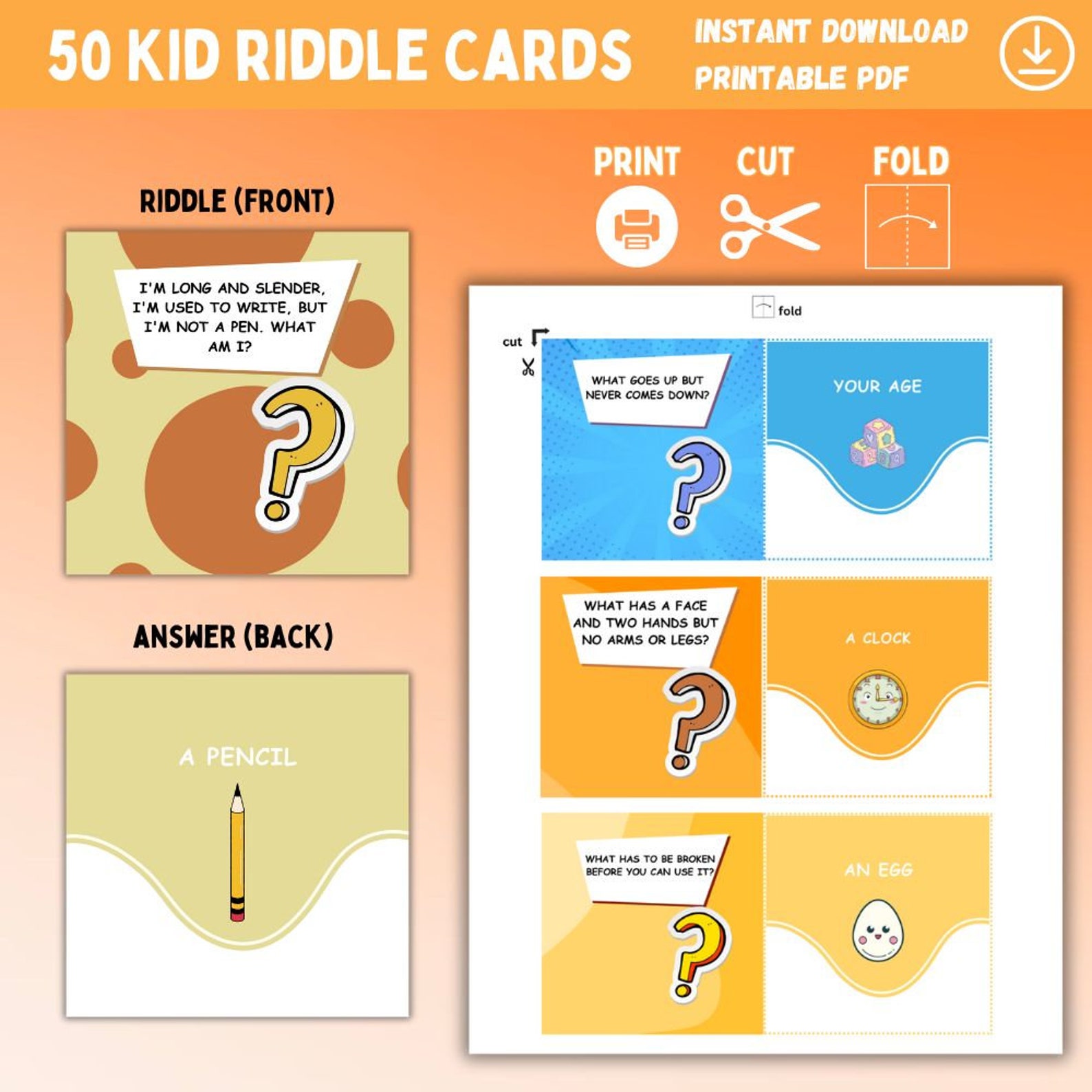 Printable Kids Riddles - 50 Lunchbox Jokes and Brain Teasers - Etsy