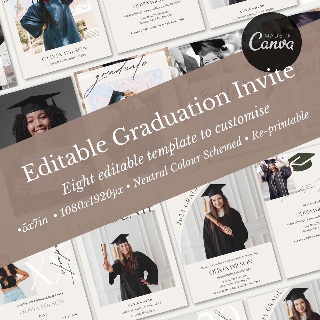 Beige Graduation Party Invite | Graduation Invitation | School Leavers ...