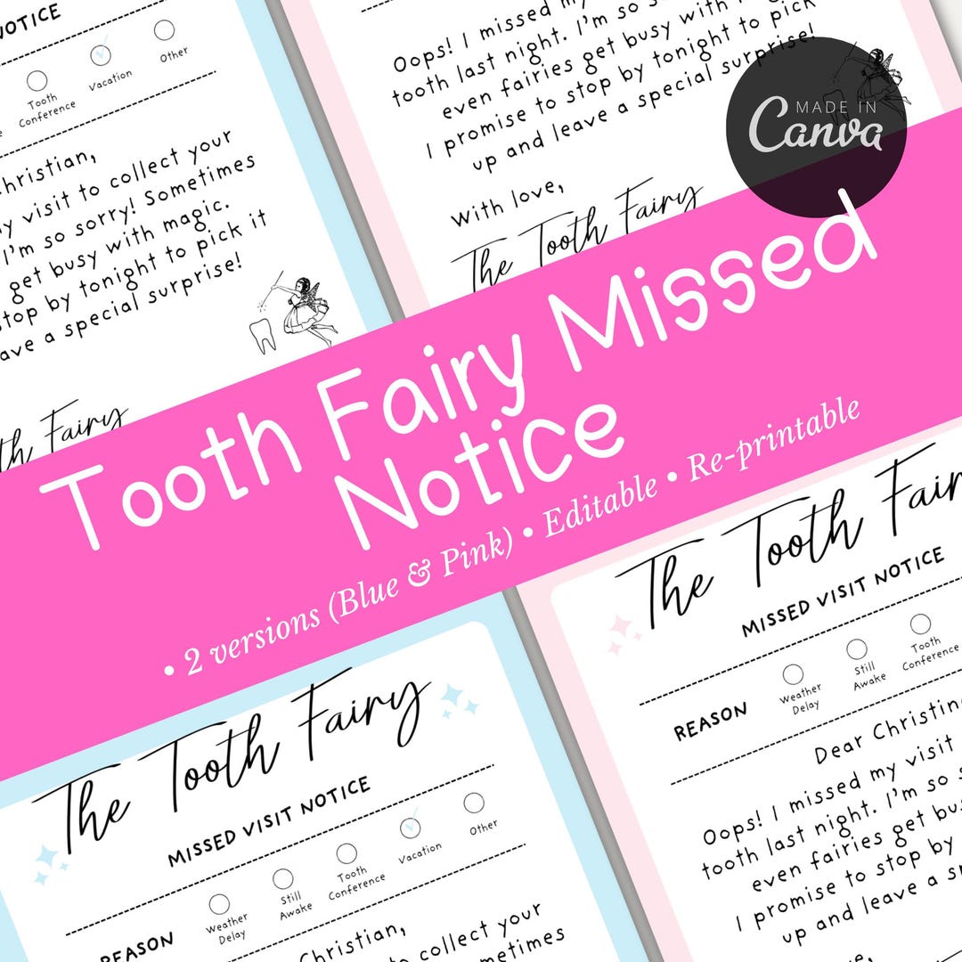 Tooth Fairy Missed Visit Notice | Printable Kids Letter (digital ...