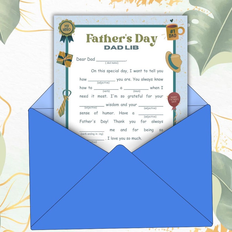 Father's Day Mad Libs | Printable Mad Libs | Father's Day Family ...