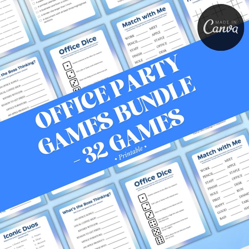 Office Party Games Bundle | Fun Printable Games | Team Building Activities | Icebreaker Ideas ...