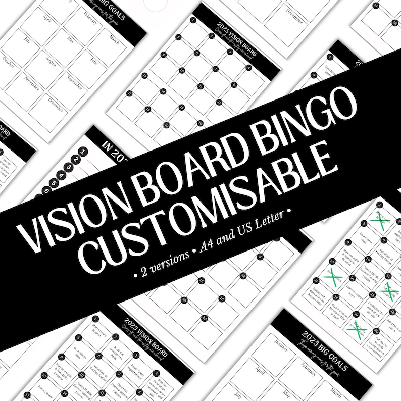 2025 Quick Vision Board | Vision Board Bingo | Editable Vision Board ...