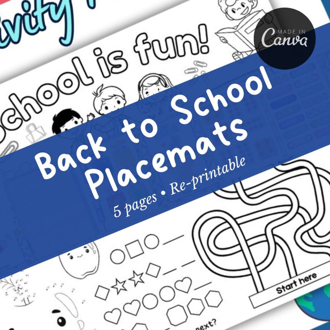Back to School Activity | Back to School Placemats | Kids Placemat ...