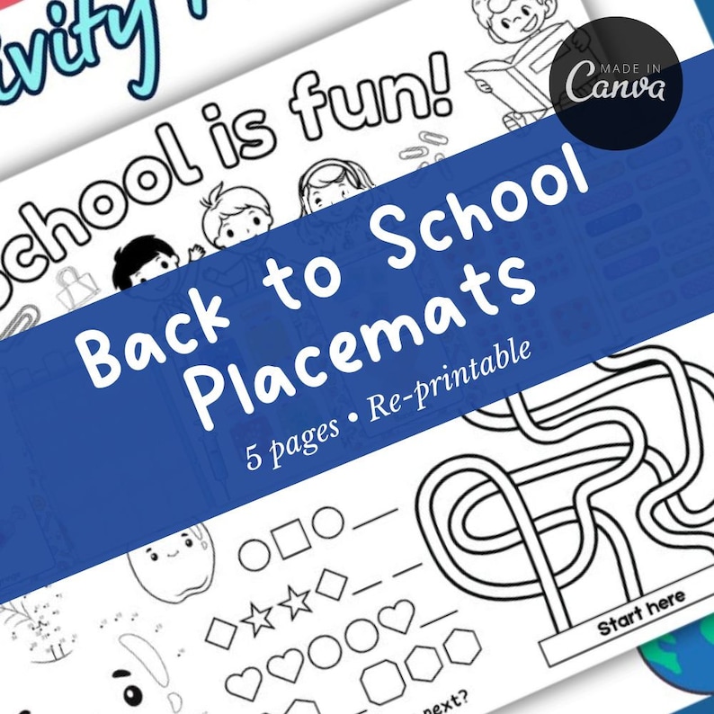 Back to School Activity | Back to School Placemats | Kids Placemat ...