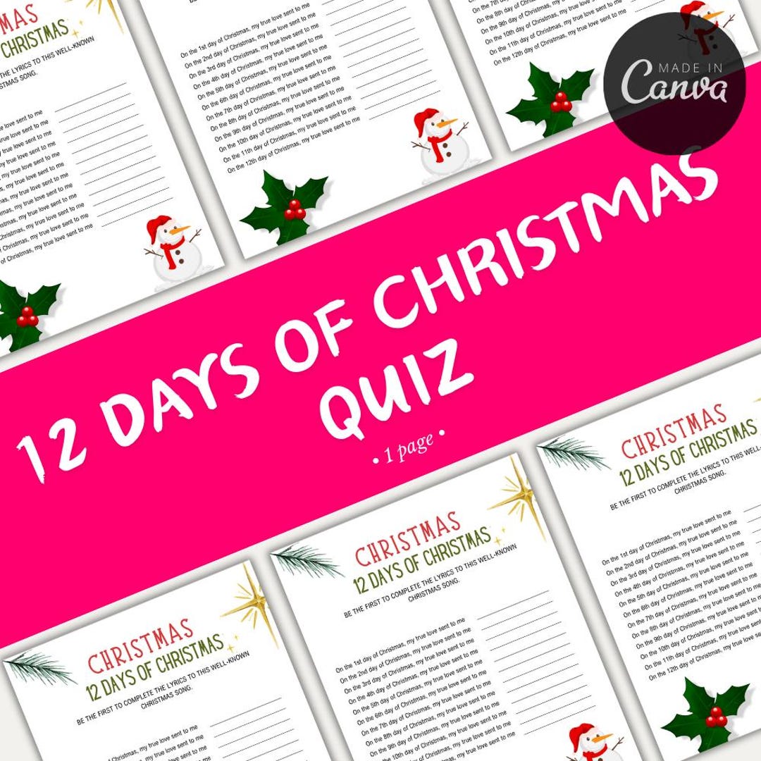 12 Days of Christmas Quiz Game - Printable Holiday Party Fun - Etsy