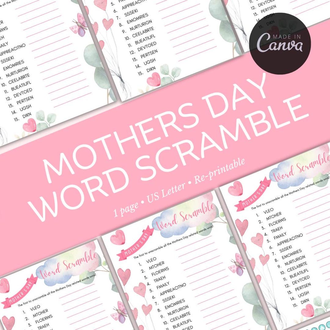 Mothers Day Word Scramble | Fun Printable Games for Family | Trivia ...
