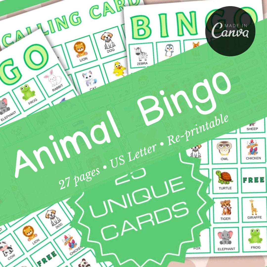 Animal Party Game | Family Activity | Animal Bingo | Digital Download ...