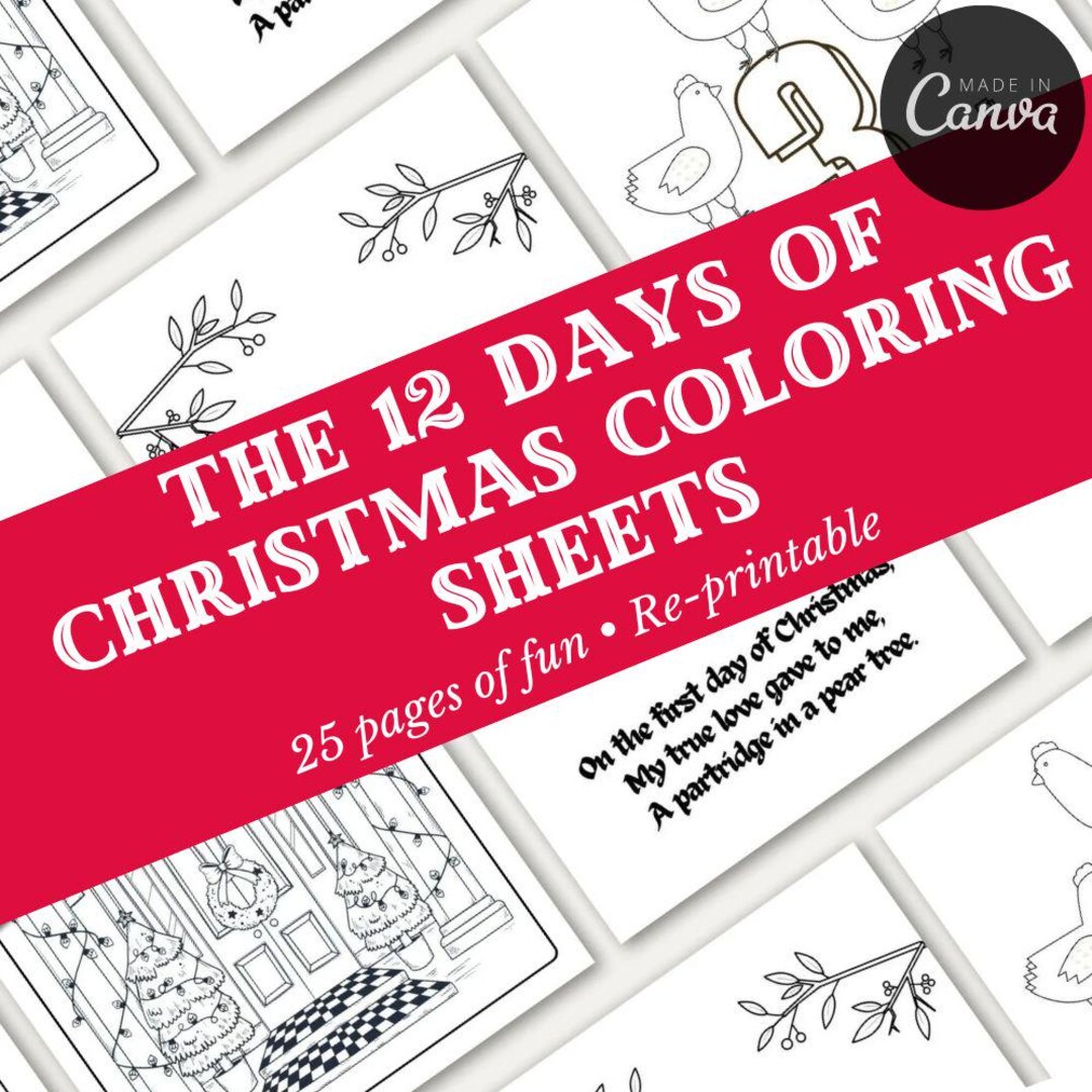 12 Days of Christmas | Printable Holiday Coloring Book | Christmas ...