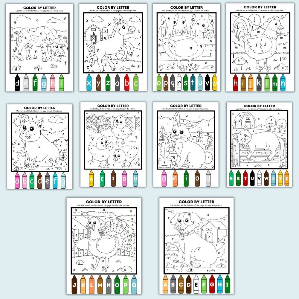 Alphabet Colouring Set: Colour by Letter Pages (10 Printable Pdfs) - Etsy