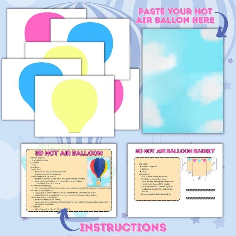 3D Hot Air Balloon Papercraft | Kids Crafts | Fine Motor Skills ...