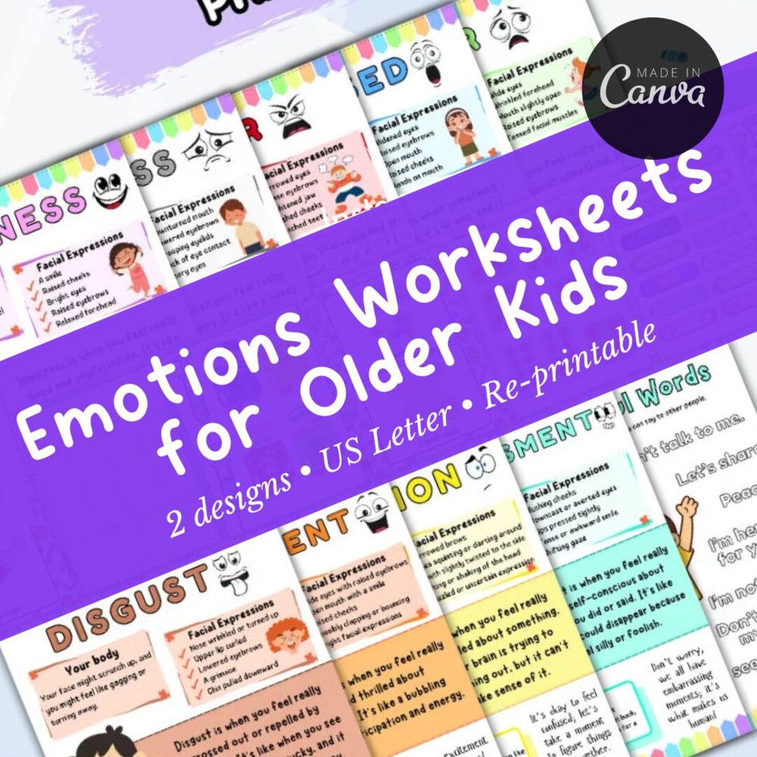 Emotional Worksheets Older Kids | Manage Emotions | Match the Emotions ...