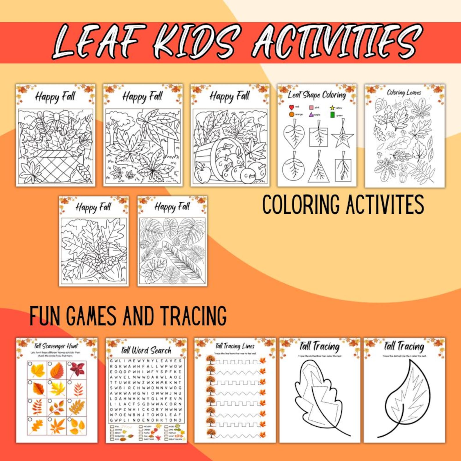 Leaf Activity Pack | Fall Kids Activity Bundle | Homeschool Activity ...