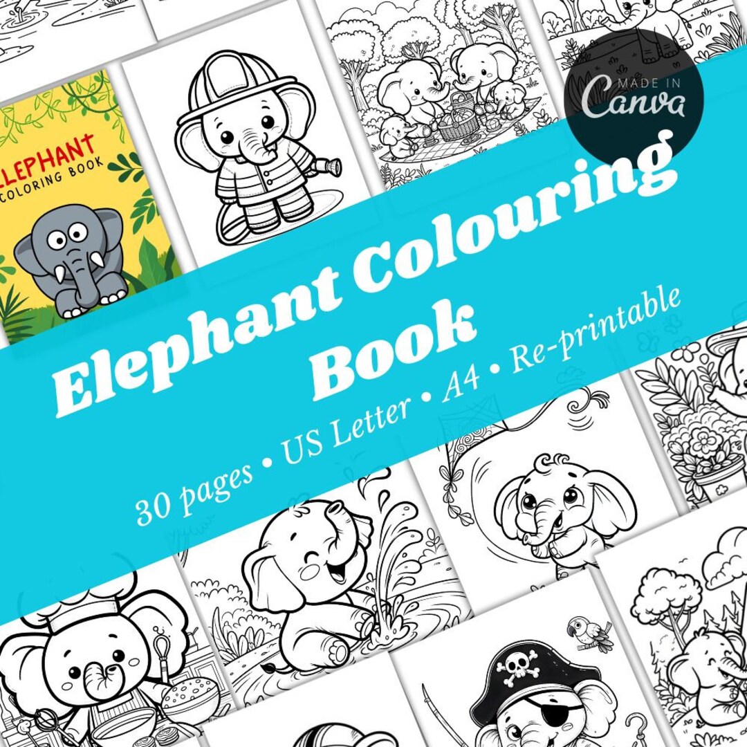 Elephant Colouring Book | Kids Colouring Sheets | Elephant Themed ...