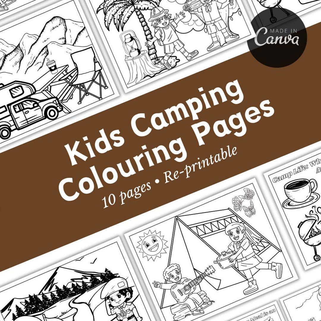 Kids Camping Coloring Pages | Camping Coloring Book | - Etsy