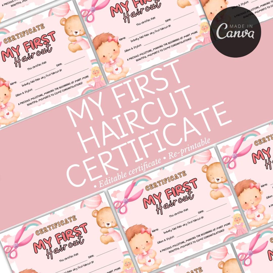 My First Haircut Certificate: Baby Milestone Award - Editable Template ...