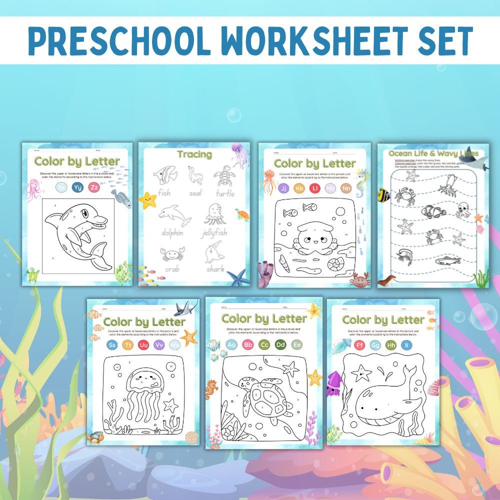 Pre-school and Kindergarten Worksheets | Preschool Worksheet Set | - Etsy