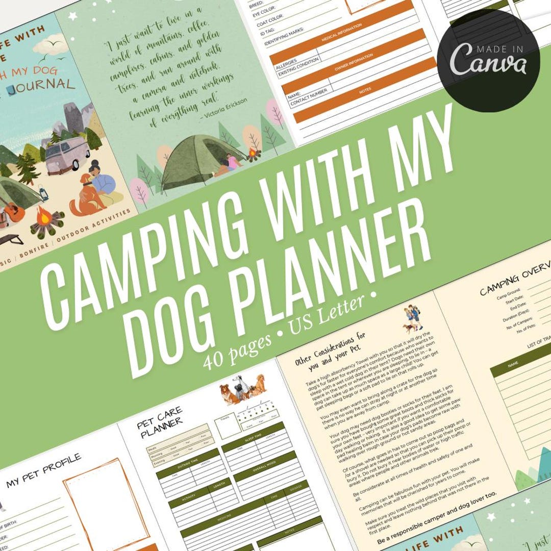 Camping With Dogs Planner: Printable Trip and Meal Checklists (40 Pages ...