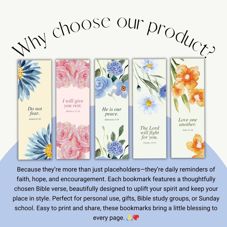 Bible Verse Bookmark | Printable Christian Gift | Inspirational ...