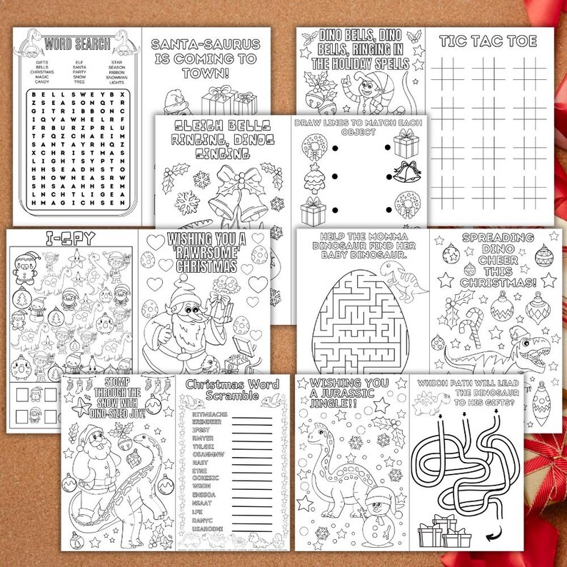 Dinosaur Christmas Activity Booklet Christmas Activity Book Activity ...