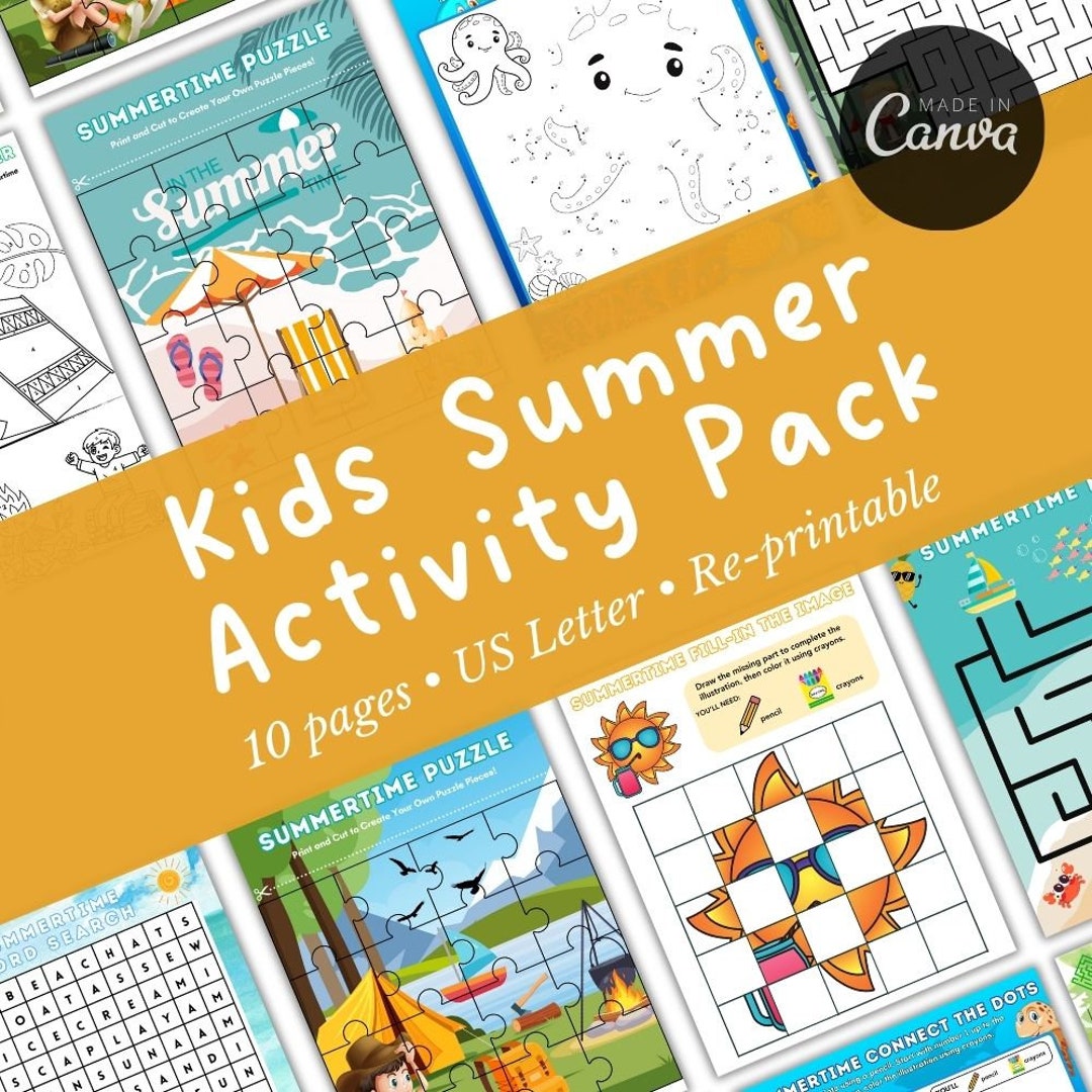Summer Activity Book for Kids: Holiday Puzzles, Coloring & Games - Etsy