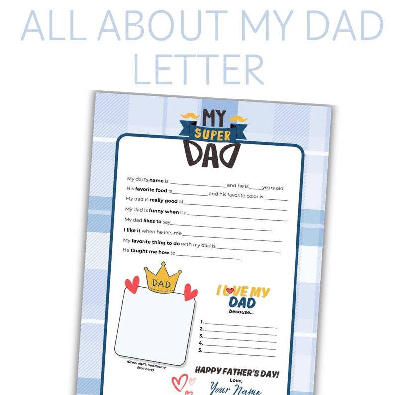 Father’s Day Printable: All About Dad Letter (fill-in-the-blank for ...