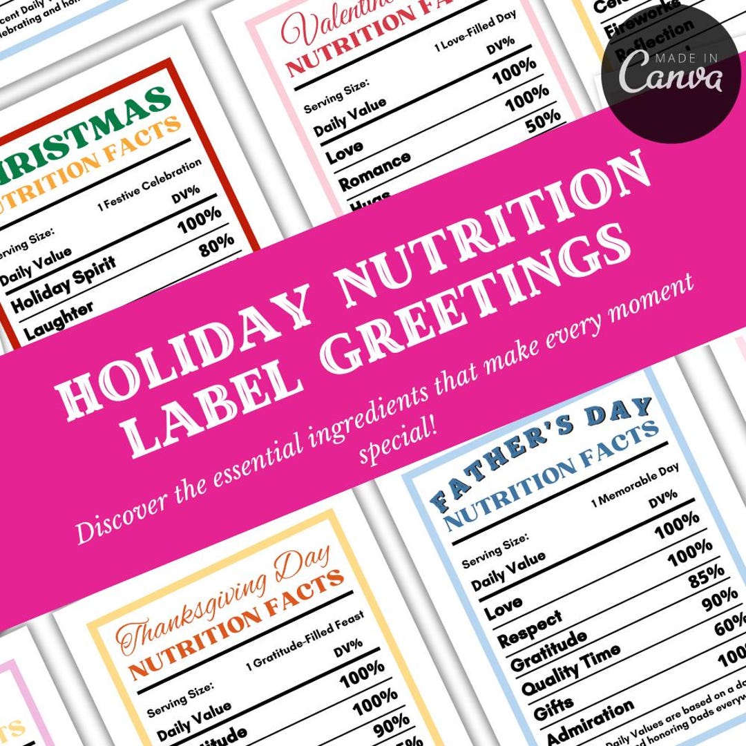 Holiday Nutrition Fact Labels Holiday Celebrations Nutrition Facts ...