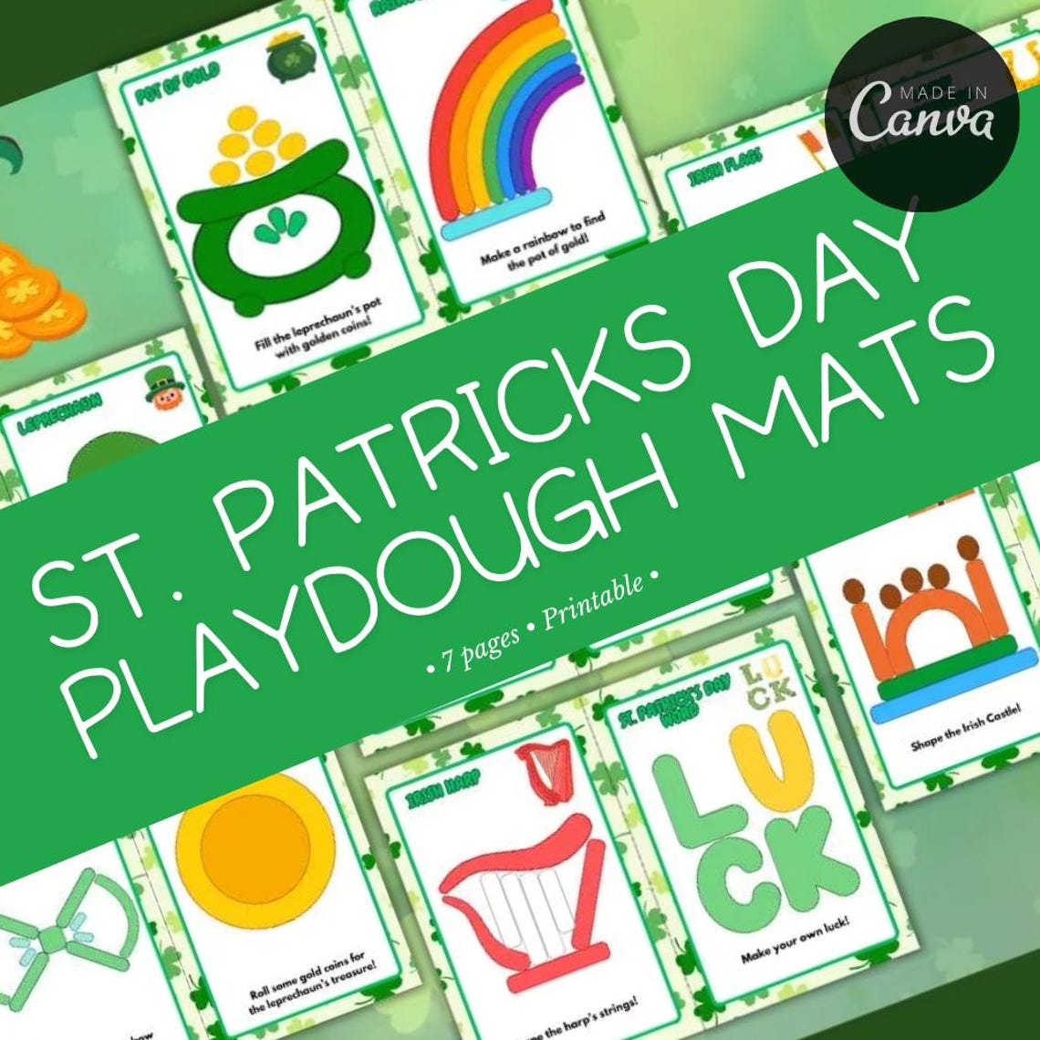 St Patricks Day Play Dough Mats | Printable Activities for Kids | Fine ...