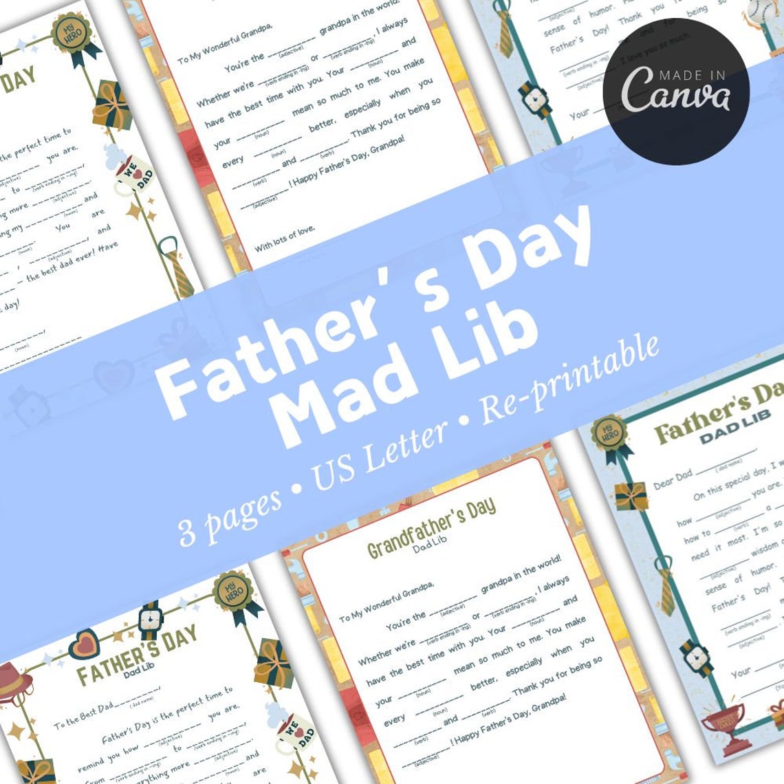Father's Day Mad Libs | Printable Mad Libs | Father's Day Family ...