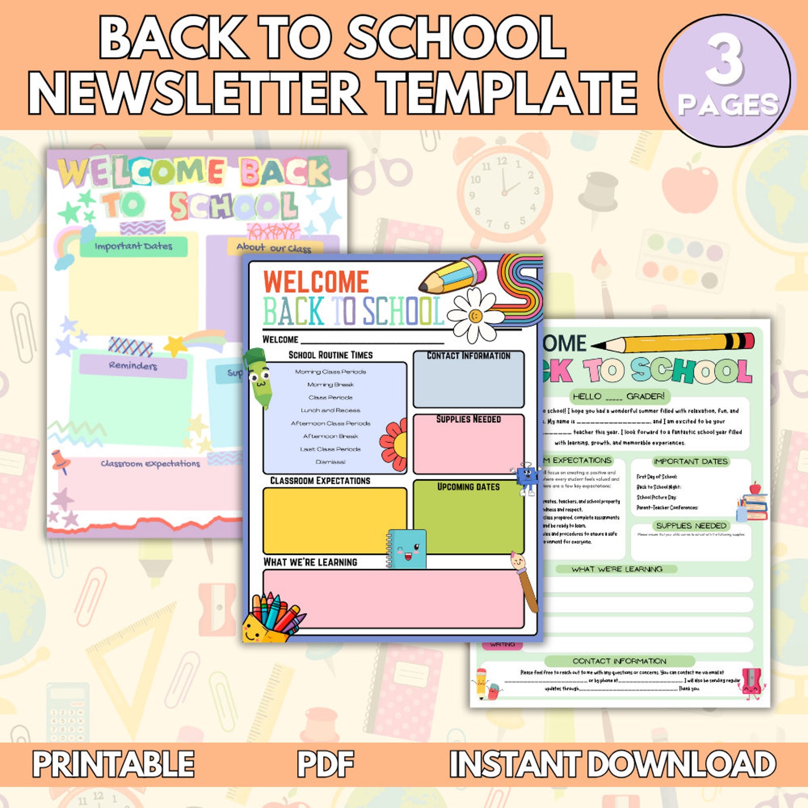 Back to School Newsletter Template | First Day of School Teacher Note ...