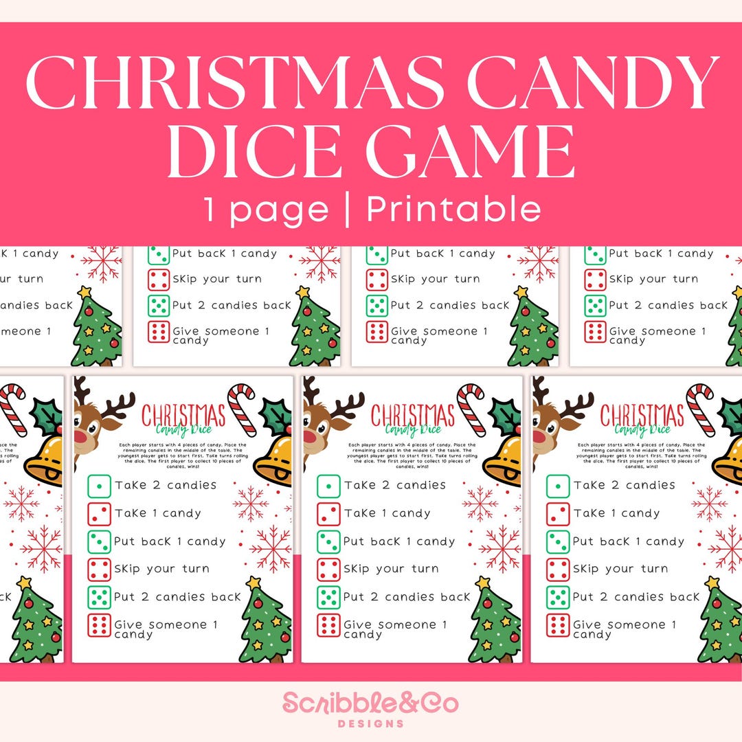 Christmas Dice Game: Candy-themed Printable (instant Download) - Etsy