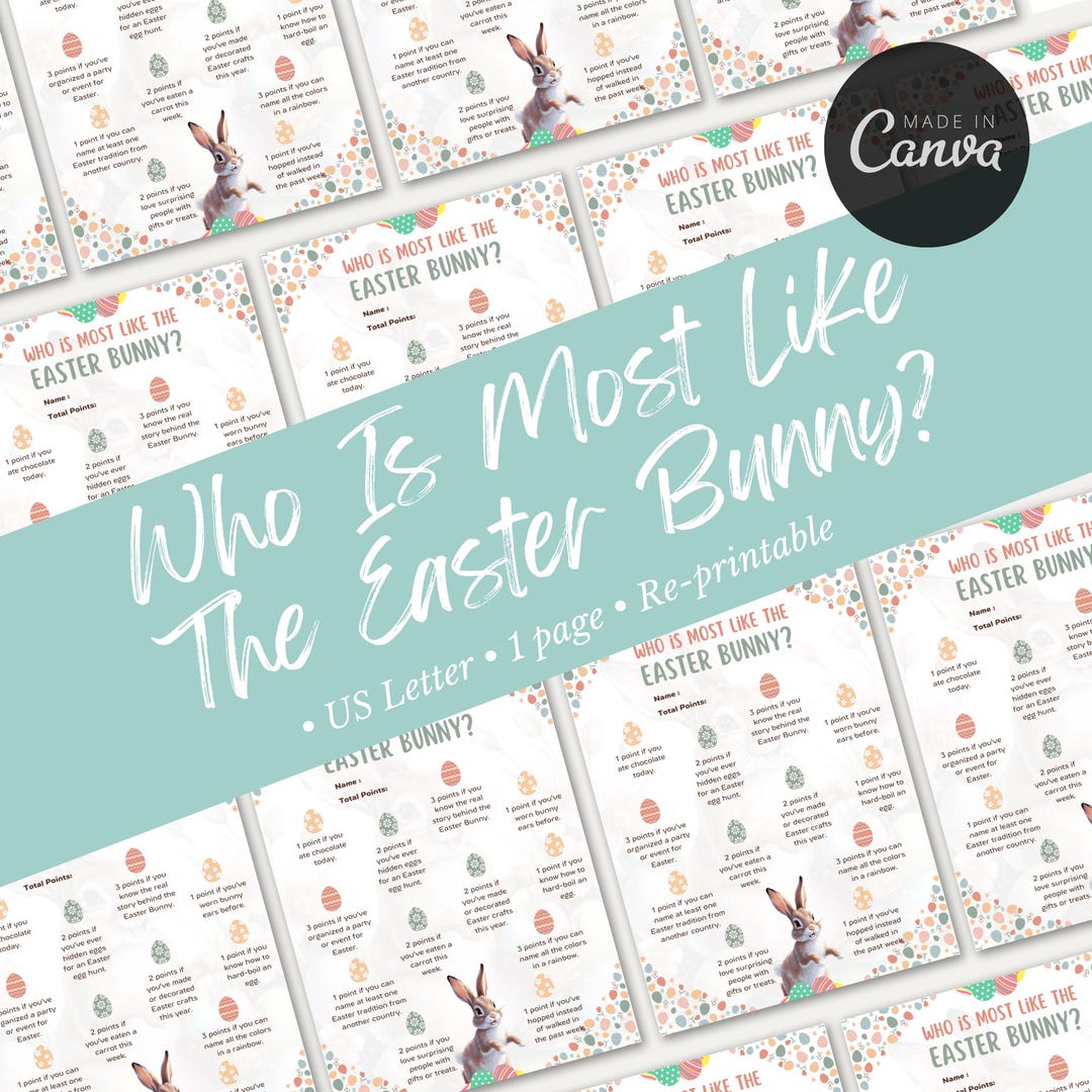 Easter Bunny Quiz: Family and Classroom Game (printable) - Etsy