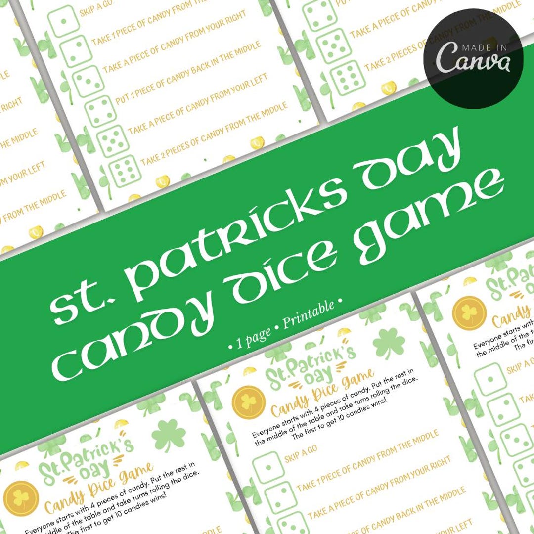 Candy Dice Game: St. Patrick's Day Party Activity - Printable Sheet - Etsy