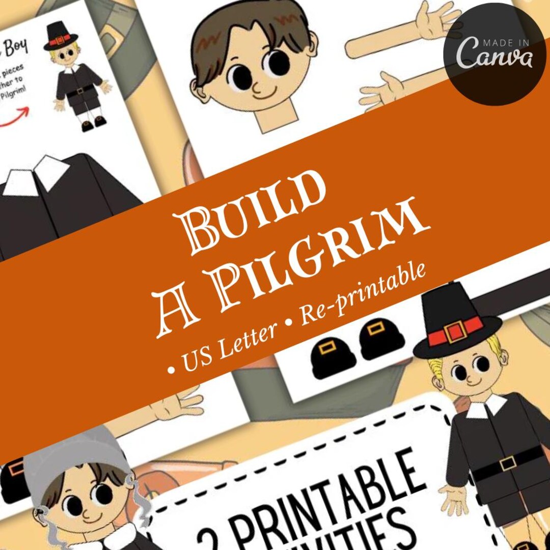 Build a Pilgrim Paper Craft - Simple Thanksgiving Kids Activity - Etsy