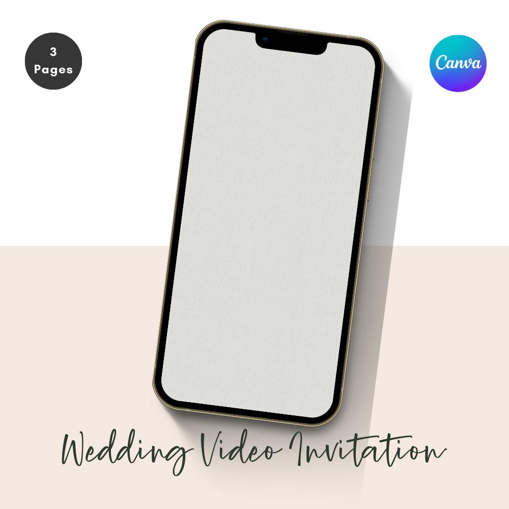 Black & White Camera Film Style Wedding Video Invite | Digital Invite ...