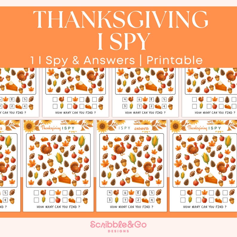Thanksgiving Party Game: Printable I Spy Activity (instant Download) - Etsy