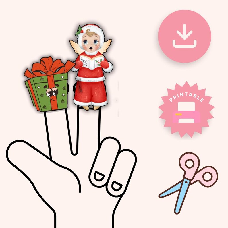 Holiday Finger Puppets Set - Printable Christmas Characters for Kids - Etsy