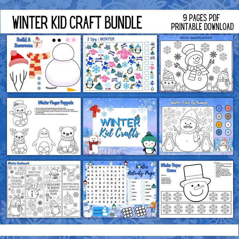 Winter Activity Bundle for Kids: Coloring, Games & Crafts - Etsy