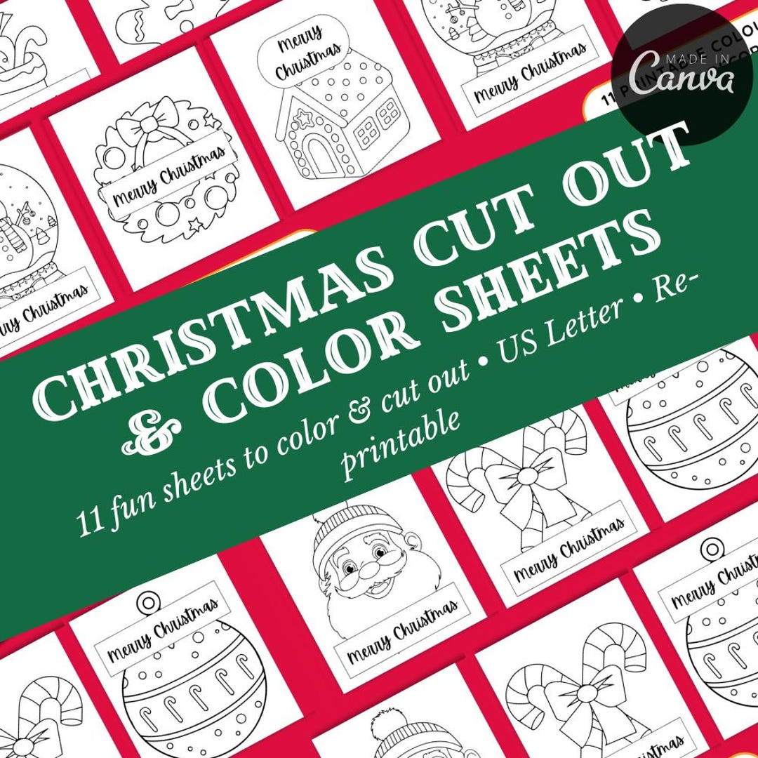 Christmas Coloring Sheets | Christmas Printable | Christmas Cut-out ...