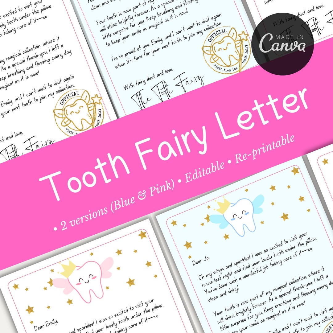 Tooth Fairy Letter: Whimsical Note - Editable Printable Download - Etsy