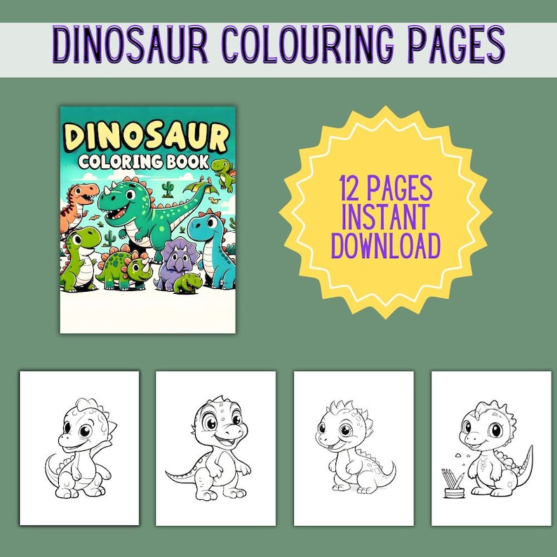 Dinosaur Colouring Pages | Dinosaur Coloring Pages | - Etsy