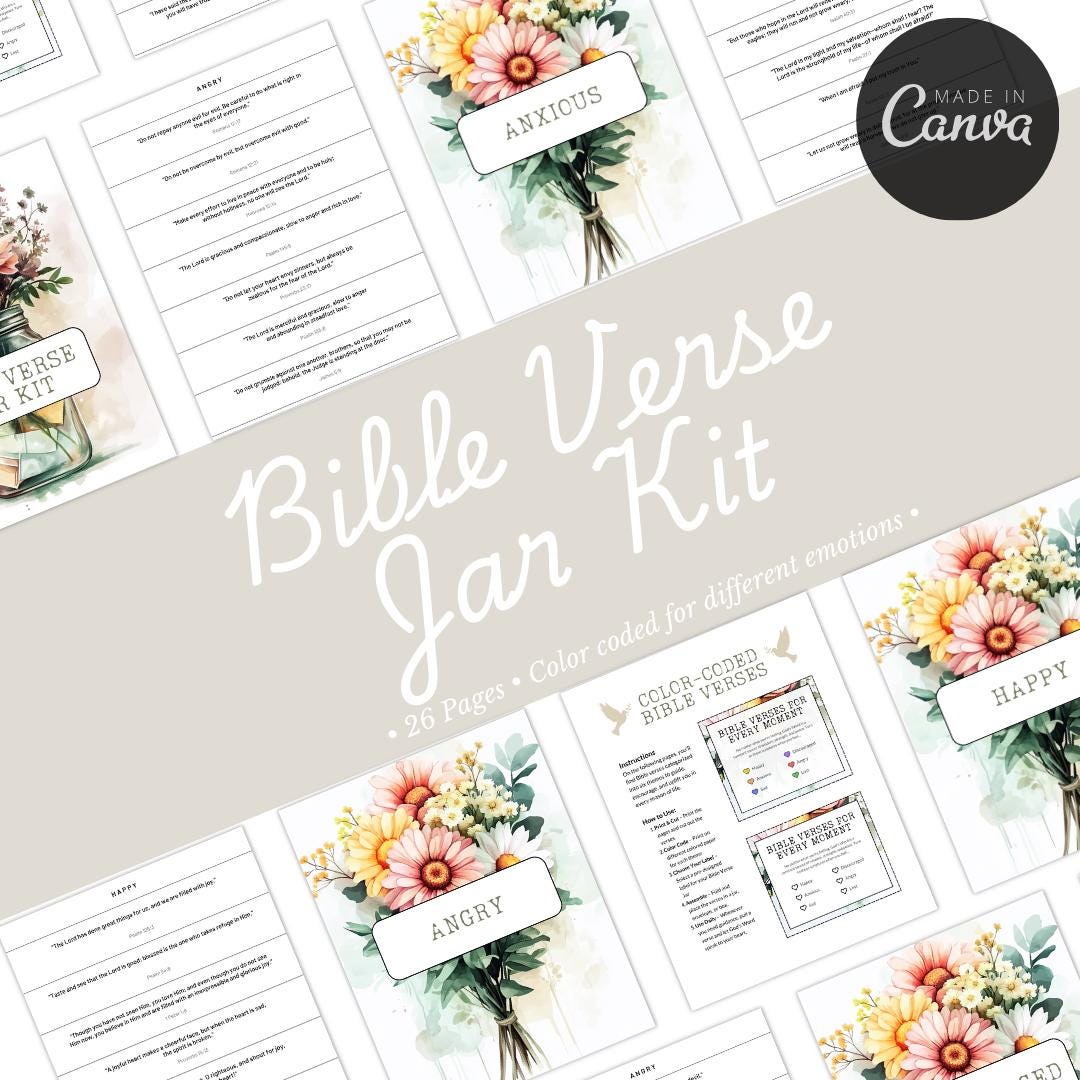 Bible Verse Jar Kit: Printable Scripture Cards - Emotions ...